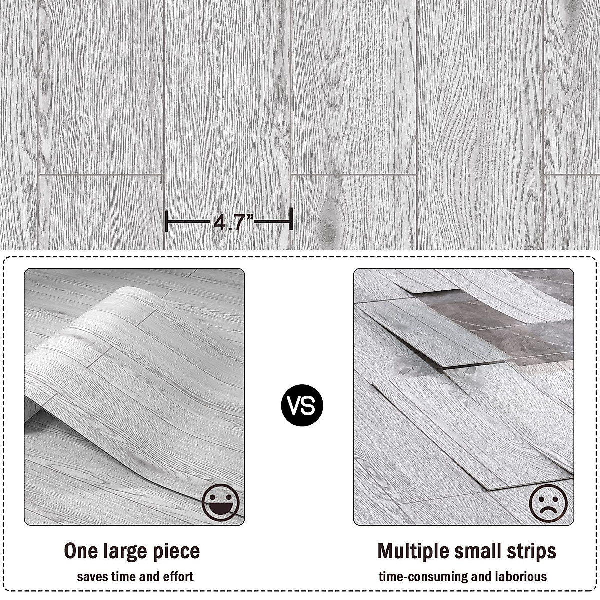 Oxdigi Peel and Stick Vinyl Flooring Roll 23"x 393"/64 Sq.Ft, Thicken Self Adhesive Vinyl Floor Tiles Wood Plank Flooring Waterproof Wear-resistant for any Room, Easy DIY Floor Coverings, White-Washed