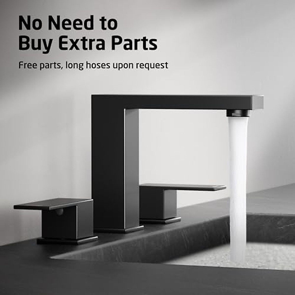 KES Black Bathroom Faucet 8 Inch Widespread Bathroom Faucet 3 Hole Vanity Faucet with Supply Hoses SUS 304 Stainless Steel Matte Black, L4350LF-BK [Fits All States, California Included]