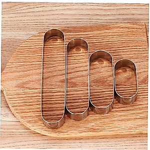 4pcs Mousse Rings Stainless Steel Mini Cookie Cutters Mini Long Oval Mousse Ring Mold Metal Baking Tiramisu Mold for Kitchen Baking Sponge Cakes Dessert Pies