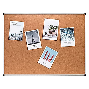Amazon Basics Rectangular Cork board, Aluminum Frame, 35" x 47", Brown