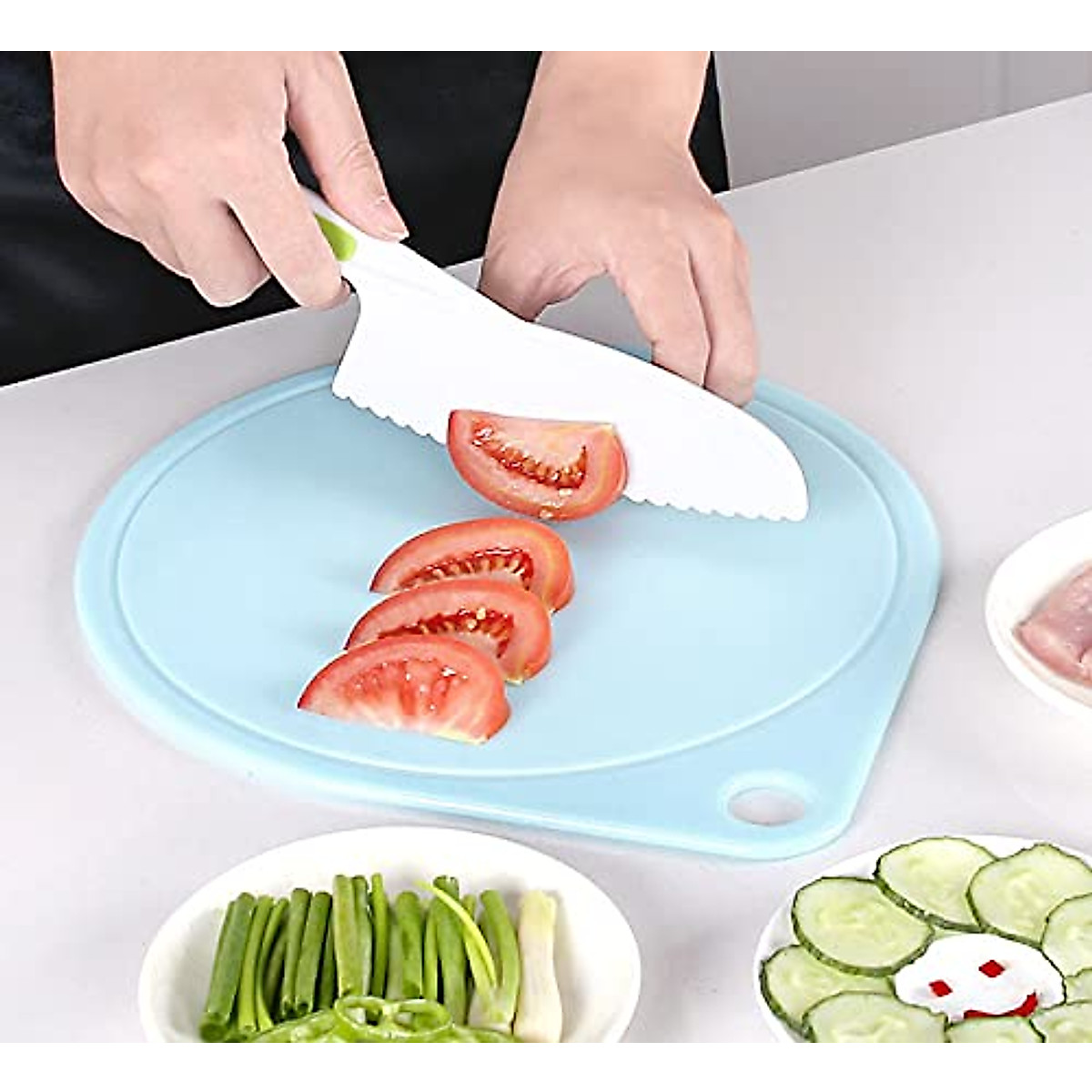 YOFAN 3-Pack Children safe plastic nylon knife,3-Piece kid friendly knives