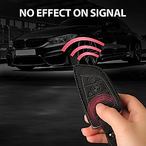 KINIVA Leather New Car Key Fob Cover Compatible with 2023 BMW i7 X5 X7 xi7 Series, Key Fob Keychain for BMW Remote Key Fob (X7 Black)