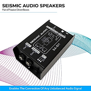 Seismic Audio Speakers Passive Direct Box with Ground Left and Attenuator Switch DI Box, Pair of Passive Direct Boxes