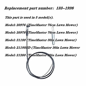 133-1998 Brake Cable, Compatible with Toro Timemaster Lawnmower Blade Brake Cable 133-1998 21199 21200 20976 20978