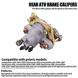 CNCMOTOK Rear Atv Brake Caliper Compatible with Polaris Sportsman 400 450 500 600 700 800 With Pads Replace 1911075