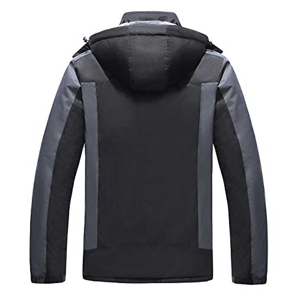 HOW'ON Men's Snow Jacket Windproof Waterproof Ski Jackets Winter Hooded Mountain Fleece Outwear Parka Black L