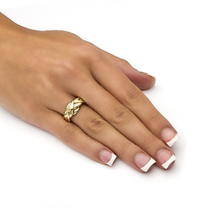 PalmBeach 14K Yellow or Rose Gold-Plated or Platinum-Plated Braided Interlocking Puzzle Ring Size 9