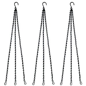 Benvo 24 inch Long Hanging Chains for Plants Flower Pot Basket Chains 3 Point Replacement Chain Hangers for Lanterns, Bird Feeders, Planters and Other Ornaments (Pack of 3)