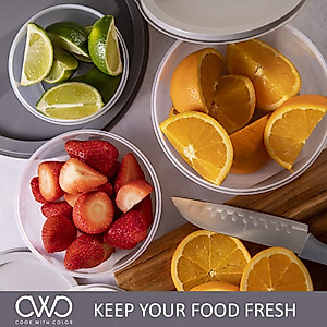 COOK WITH COLOR Round Food Storage Containers with Lids, Easy-Find Nesting Plastic Containers, 14 Piece Set (Grey Ombre)