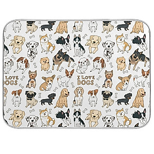 xigua Dog Dish Drying Mat for Kitchen Counter,Texture Ultra Absorbent Reversible Microfiber Dishes Drying Rack Pad Heat-resistant Mats 16x18in