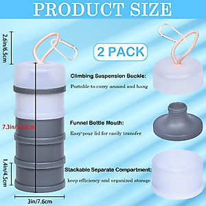 GIWOSK 2Pcs Protein Powder Travel Container, 4 Layers Stackable Leakproof Formula Container Dispenser To Go with Funnels Stand, Portable Keychain Protein Powder Container for Travel Workout Fitness