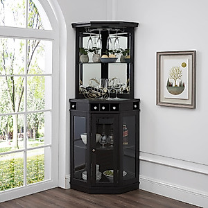 Home Source Oak Corner Bar Unit
