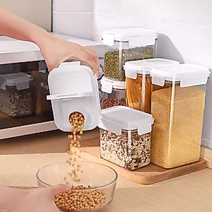 XhOSLAnd Cereal Containers Storage Set, 4 PCS Airtight Food Storage Containers with Flip-Top Lids, Plastic Cereal Organizer Dispenser for Kitchen, Pantry Organization Storage