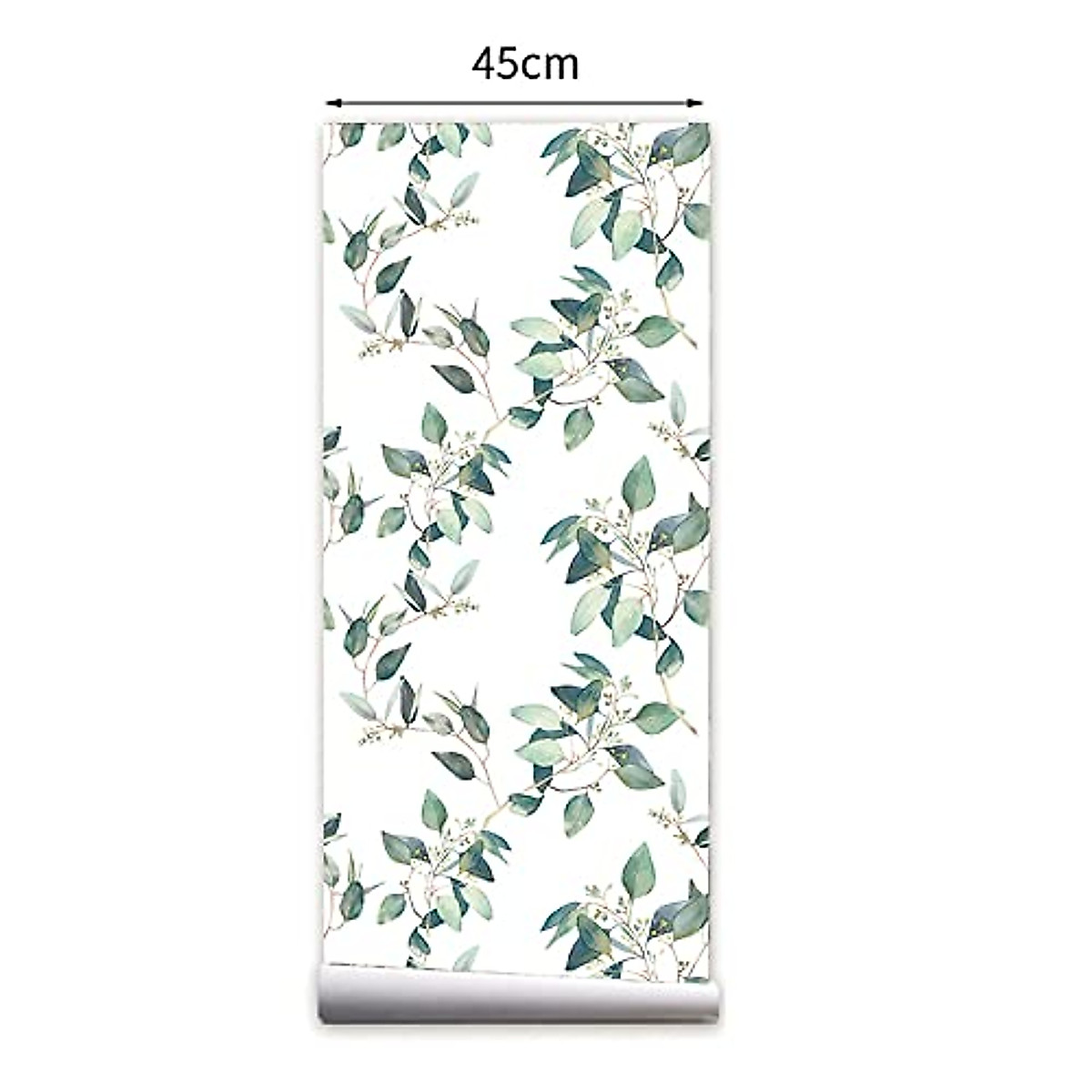 Yifasy 2 Pack Furniture Liners Green Leaf Shelf Drawer Lining Papers Self-Adhesive PVC Countertop Stickers 17.7 Inch Wide