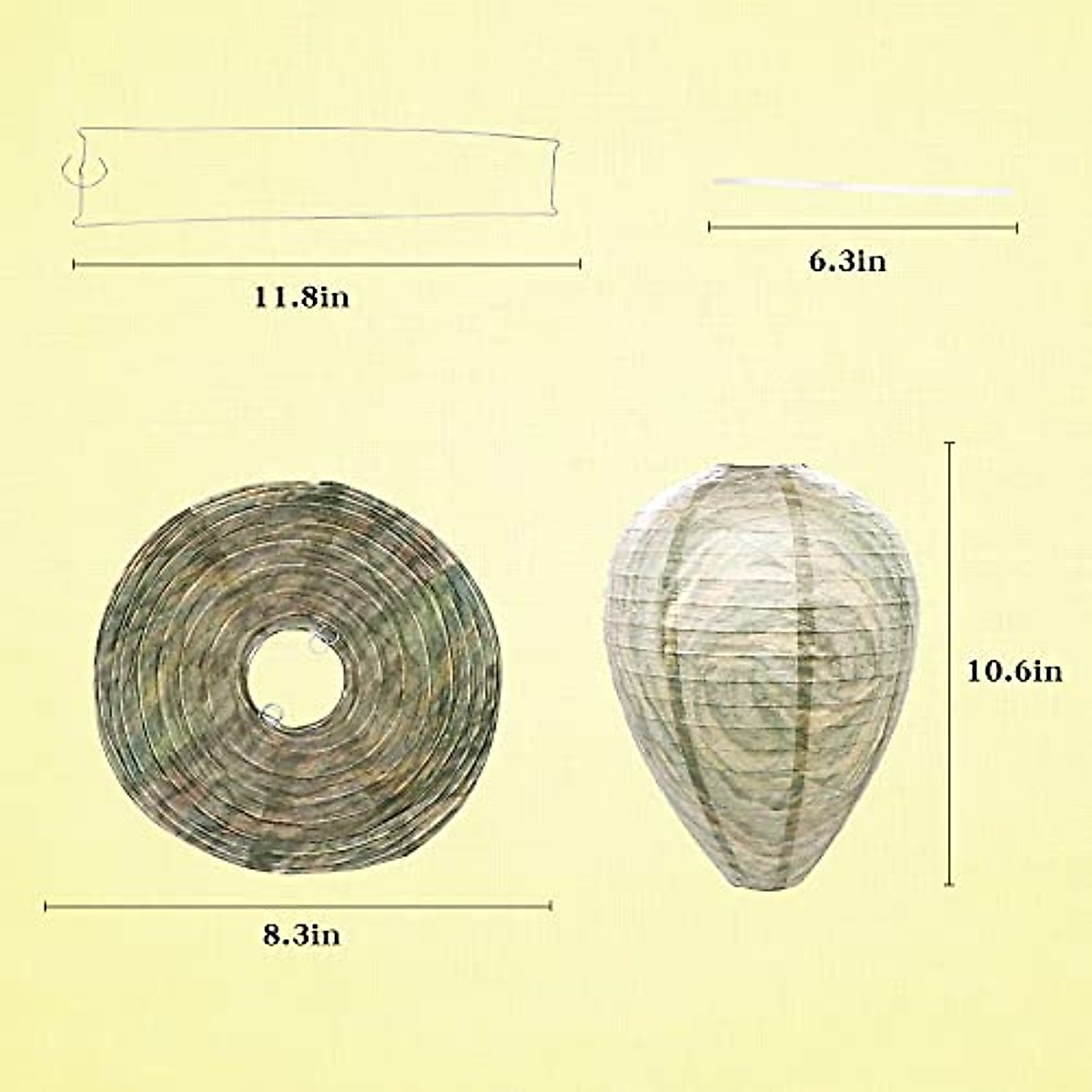 Wasp Nest Simulation Light Nesting, Fake Wasp Nest Bee Paper Lanterns, Hanging Wasp Repellent and Deterrent, Paper Drive Beehive Lantern for House Corner and Garden Outdoor, 8pcs
