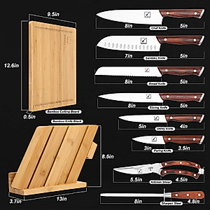 imarku Knife Set, Kitchen Knife Set for Kitchen with Block, 10 Piece Knife and Cutting Board Set with Block, Japanese Chef Knife Set Professional Knives Set for Kitchen