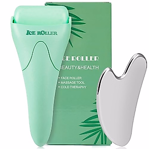 Wonderwin Ice Roller & Stainless Steel Gua Sha Facial Tools, Skin Care Gift Sets for Face & Eyes, Puffiness, Migraine, Pain Relief and Minor Injury, Self Care Gift for Women
