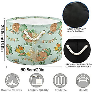 visesunny Gnome Flower St Patricks Day Laundry Baskets Fabric Storage Bin Storage Box Collapsible Storage Basket Toy Clothes Shelves Basket for Bathroom,Bedroom,Nursery,Closet,Office