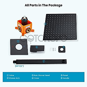 gotonovo Rain Shower System Matte Black 10 Inch Shower Head Bathroom Luxury Mixer Shower Complete Combo Set Singe Handle Wall Mounted