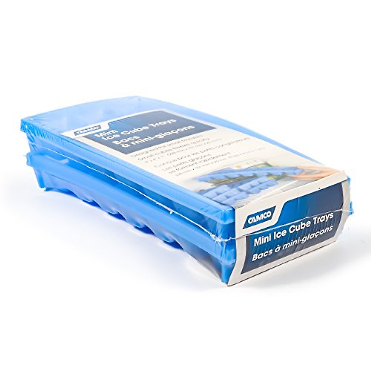 Camco Stackable Miniature Ice Cube Tray for Compact Spaces, 2-Pack (44100), Blue