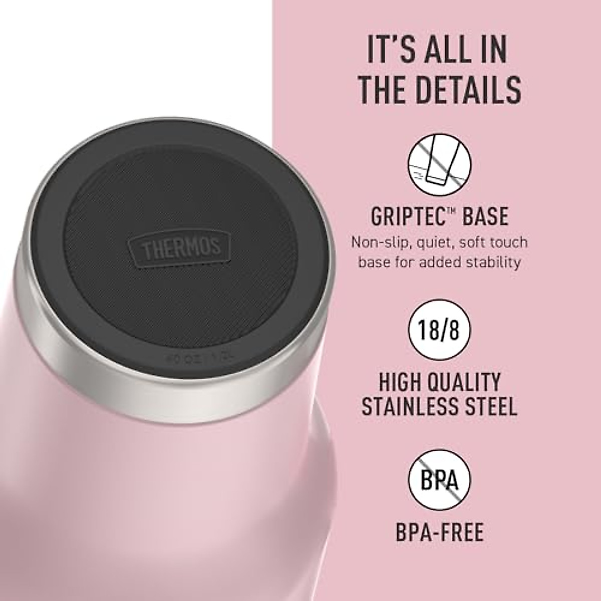 THERMOS Stainless Steel Cup Holder Mug - 40 Ounce, Sunset Pink - Insulated Tumbler with Lid and Straw, Plus Leak-Resistant Slide Lock
