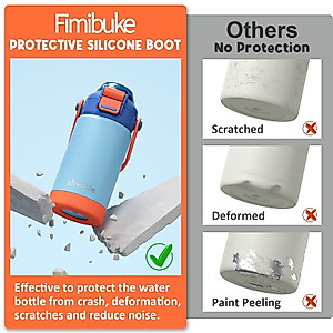 Fimibuke Kids Insulated Water Bottle with Pop-Open Straw & Spout 2-in-1 Lid, 14oz Leak Proof 18/8 Stainless Steel Vacuum Tumbler, BPA-Free Kids Cup For Travel School Boys Girls Toddler 2Pack,Sea World