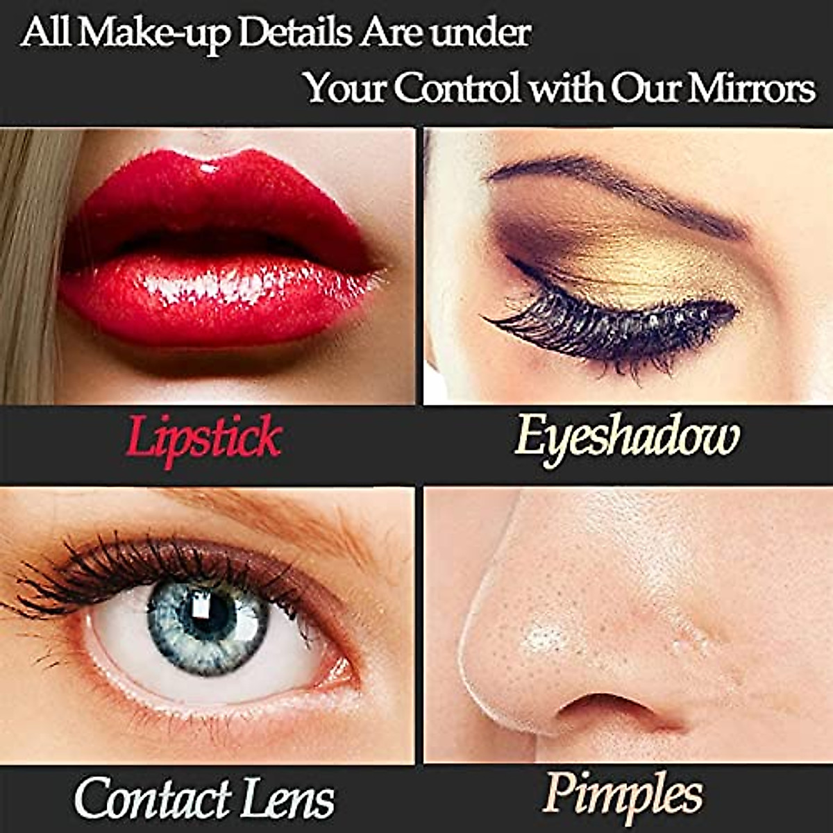 Beahome Makeup Mirror with Lights,10X Magnification,Large Hollywood Lighted Vanity Mirror with 15 Dimmable LED Bulbs,3 Color Mode,Touch Control,Tabletop or Wall-Mounted(23in), White