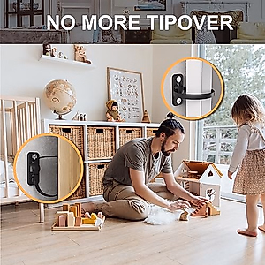 ICERO Furniture Straps (8 Pack) Anti Tip Furniture Anchors for Baby Proofing, Dresser Wall Safety Anchor, Furniture Wall Anchor, Wall anchors for furniture, Adjustable Child Safety Straps, Black