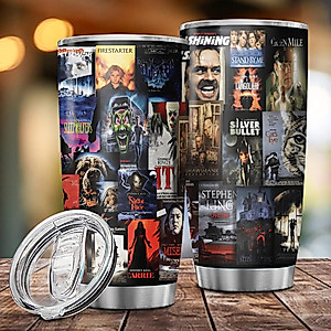 Campfami Classic Horror Movies Tumbler - Stephens King Scary Film Halloween Cup, Horror Characters, 20oz & 30oz Insulated Travel Coffee Mugs