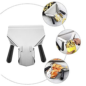PHENOFICE Double Handle Chip Spatula Chicken Fillet Shovel Fry Bagger Scooper Commercial Fry Scooper Frito Commercial Fry Bagger Popcorn Scooper Cereals Kitchen Scoop Stainless Steel Silver