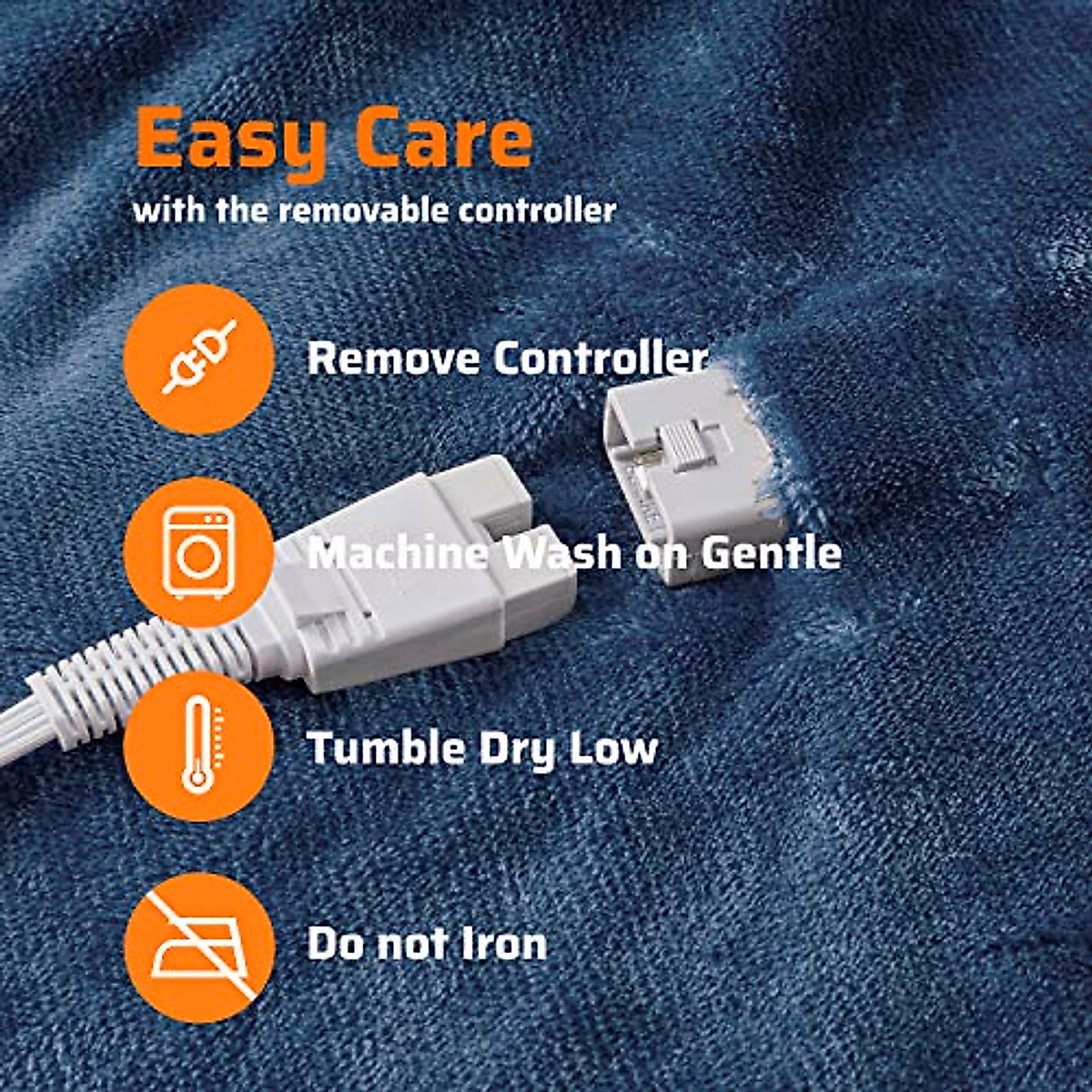 Soft Sherpa Heated Electric Blanket Twin XL Size, | Controller with 1-10 Hour Auto Shut Off | 20 Heat Settings | Washable, 64" x 86" Blue