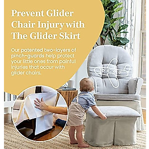Glider Skirt, Universal Fit Safety Skirt for Glider Chair and Ottoman for Nursery, Baby Proofing Pinch Guard, Glider Chair and Ottoman Sold Separately, Lunar Grey Color