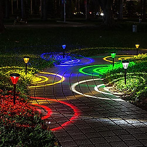 Solar Path Lights,4 Pack Garden Solar Landscape Lights Outdoor Color Changing LED Stake Lights, IP65 Waterproof Solar Power Lawn Light, LED Solar Yard Lights for Outdoor Patio, Walkway, Driveway