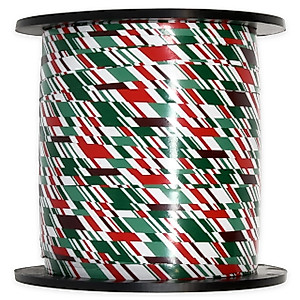 Gift Boutique Christmas Curling Ribbon 4 Pack Rolls Printed Red Green & White Stripes, HO, Santa Hat, Merry Xmas Party Crafts Supply Decorations- 350 Yards Per Roll - Total of 4200 Feet 5mm Ribbon