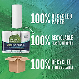 Seventh Generation Paper Towels, 100% Recycled Paper, 2-Ply, 6-Count (Pack of 4)
