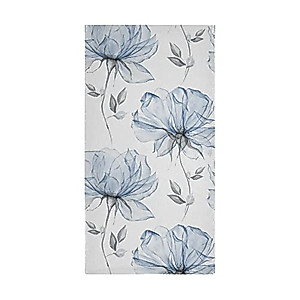Jucciaco Blue Hand Towel for Bathroom Kitchen, Absorbent Blue Floral Flowers Bath Hand Towels Decorative, Soft Polyester Cotton Towels for Hand, 28x14 inches, Set of 2