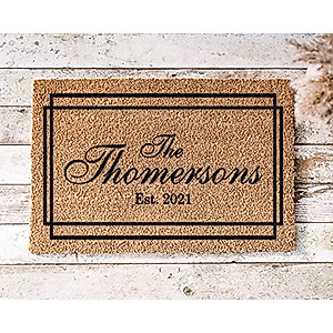 Personalized Last Name Coir Coconut Husk Doormat Door Mat 18x30 or 24x36 (18"x 30")
