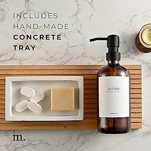 MaisoNovo Shampoo and Conditioner Dispenser with Wall Mounts - 2 Amber Bottles + Concrete Tray