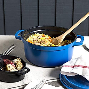 G.E.T. CA-011-CB/BK Heiss Energy-Efficient Cast Aluminum Dutch Oven, 2.5 Quart, Round, Blue