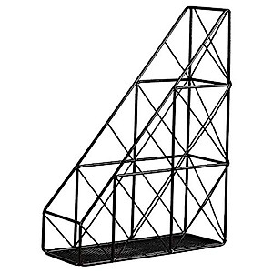 TANGIST Large Capacity Rack Newspaper Rack Simple Metal Data Storage Rack Living Room Newspaper Rack Bedroom Study Storage Shelf (Color : Black, Size : 30.9 23.2 8.9CM)