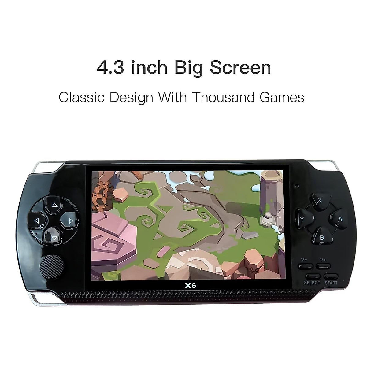 Black Handheld Game Console 4.3 inch Retro Handheld Games Consoles, Support Game Format GBA, NES ,SFC,MD(BIN),GB,GBC,FC,CPS1,CPS2,NEOGEO,SMS(GBA),GG(GBA)