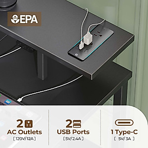 Seventable Gaming Desk with Drawers, 55.1 Inch L Shaped Desk with Storage Shelves, Small Office Desk with LED Lights & Power Outlets, Black Corner Computer Desk with Monitor Stand for Bedroom