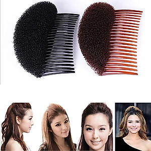 2PCS Hair Clip with Sponge Base Inserts, Bump It Up Pads, Bun Maker, Styling Accessories, Charming Comb Braid Tool (Brown)