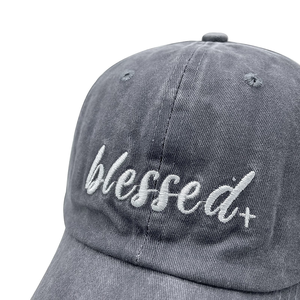 Waldeal Blessed Hats for Women, Adjustable Embroidered Faith Religious Baseball Cap Grey
