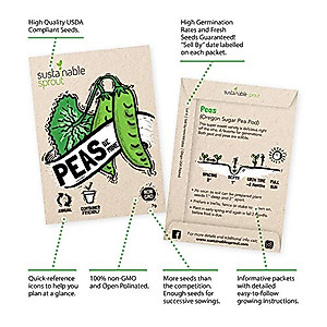 Vegetable Seeds for Planting Home Garden 8-Pack - Garden Seeds Vegetable Variety Pack, Heirloom Vegetable Seeds with Carrot Seeds, Tomato, Cucumber, Lettuce, Kale, Radish, Peas & Jalapeno Pepper