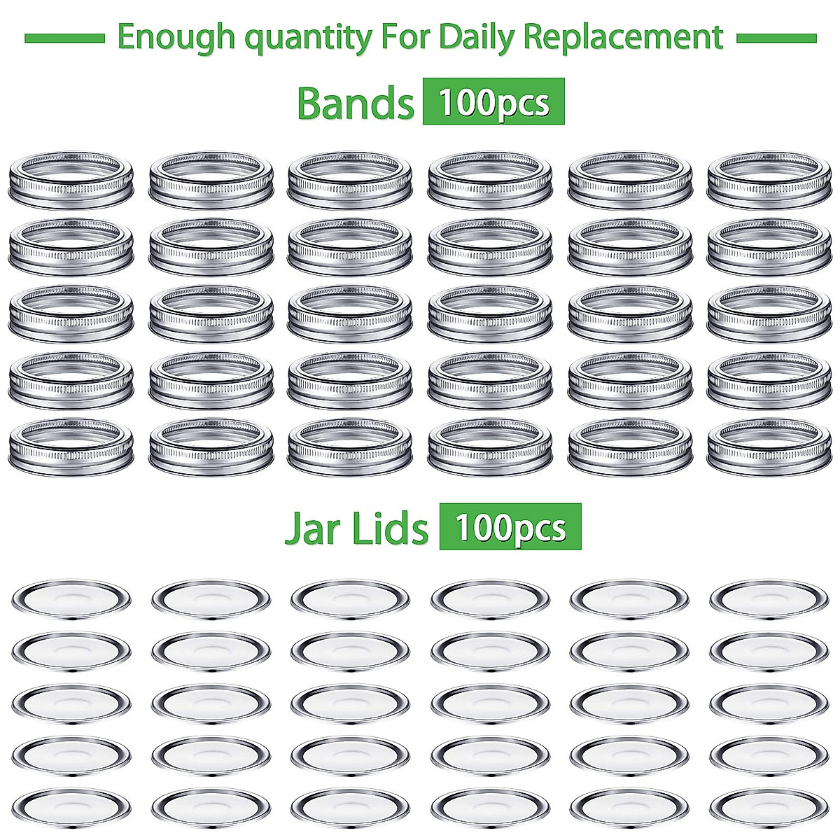 200 Pieces 70 mm Regular Mouth Canning Jar Lids and Bands Silicone Canning Lids with Silicone Seals Rings Split-type Leak Proof Canning Jar Caps