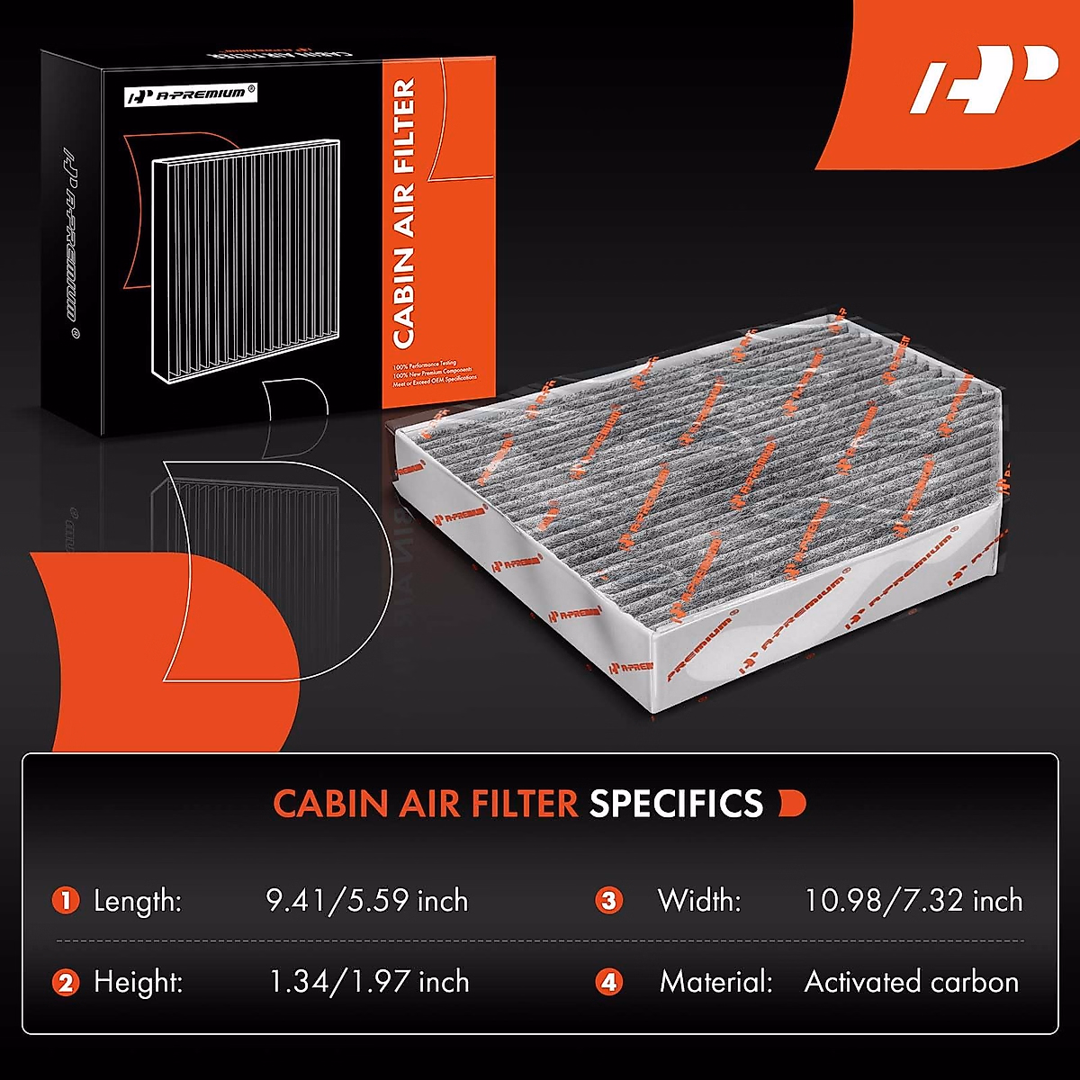 A-Premium Cabin Air Filter with Activated Carbon Compatible with Audi Q5 2009-2017, A4 Quattro 2009-2016, A5 Quattro 2008-2017, A4 2009-2016, S5 2008-2018, S4 2010-2016 & Porsche Macan 2015-2018