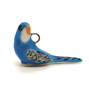 SSJSHOP Macaw Bird Micro Tiny Dollhouse Figurines Ceramic Hand Painted Animals Collectible Small Gift Home Garden Decor (Blue Pendent)