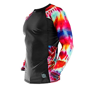 Sanabul Funk Strike Compression Long Sleeve Rash Guard | Stylish Training Shirt for MMA BJJ | Swim Surf Rash Guard for Men (Large, Classic Swirl)