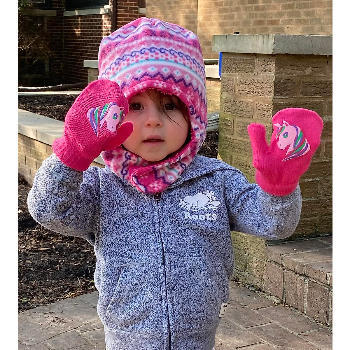 N'Ice Caps Kids Magic Stretch Gloves Mitten 3 Pairs Toddler Boys Girls Winter (2-4 Years, Trucks - Navy/Charcoal/Black Mittens)